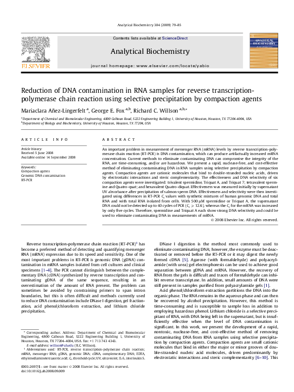 (PDF) Reduction of DNA contamination in RNA samples for reverse ...
