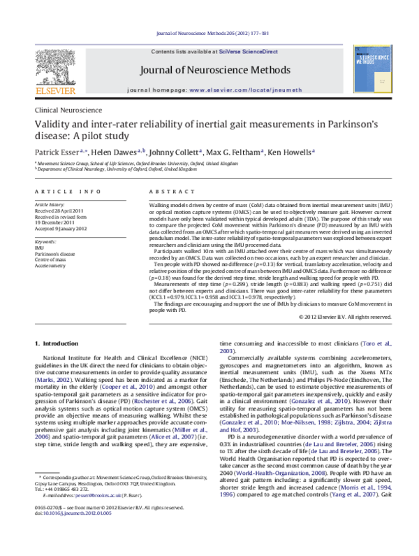 (PDF) Validity and inter-rater reliability of inertial gait ...