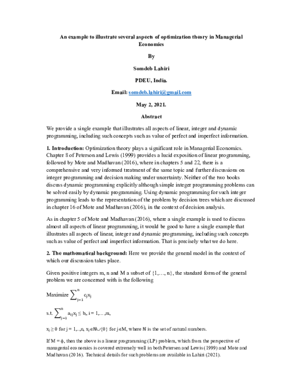 (PDF) An example to illustrate several aspects of optimization theory ...