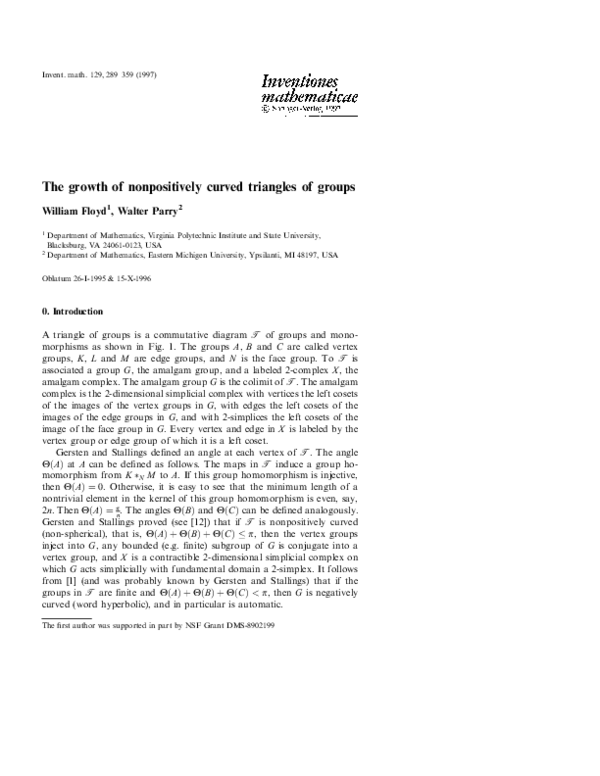 (PDF) The growth of nonpositively curved triangles of groups