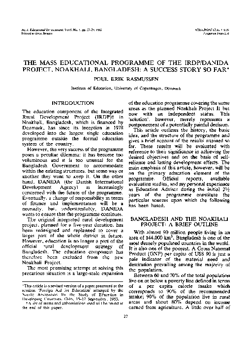 (PDF) The mass educational programme of the IRDP/DANIDA project ...