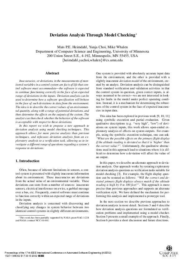 (PDF) Deviation analysis through model checking
