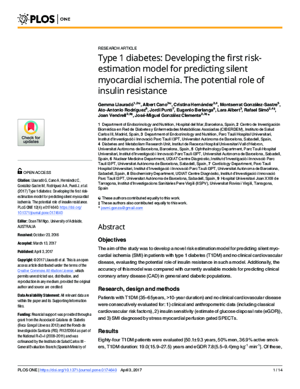 (PDF) Type 1 diabetes: Developing the first risk-estimation model for ...