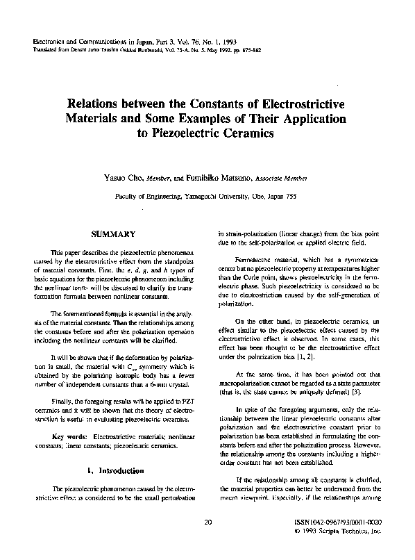 (PDF) Relations between the constants of electrostrictive materials and ...