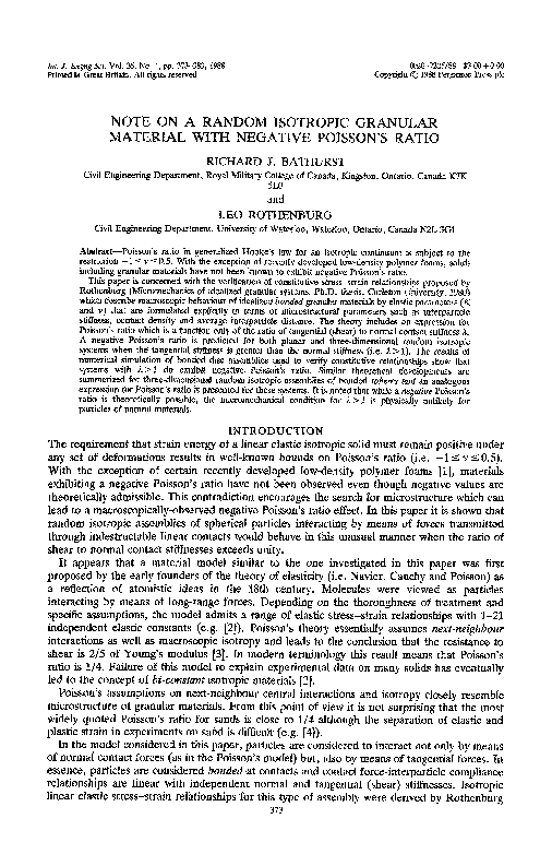 (PDF) Note on a random isotropic granular material with negative ...