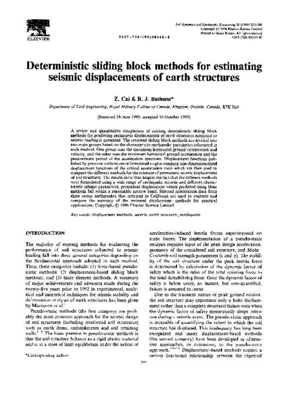 (PDF) Deterministic sliding block methods for estimating seismic ...