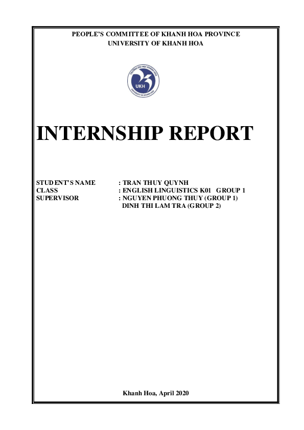 (PDF) INTERNSHIP REPORT