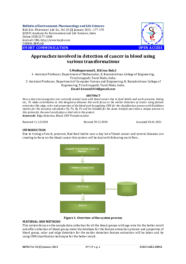 (PDF) Approaches involved in detection of cancer in blood using various ...