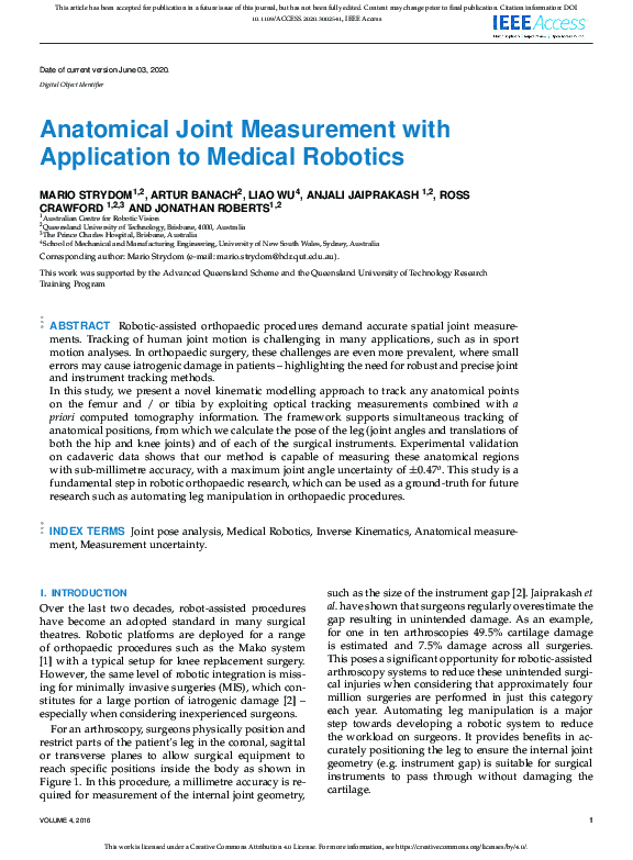 (PDF) Anatomical Joint Measurement with Application to Medical Robotics