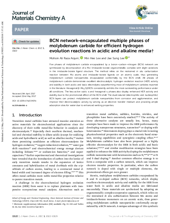 Pdf Bcn Network Encapsulated Multiple Phases Of Molybdenum Carbide For Efficient Hydrogen