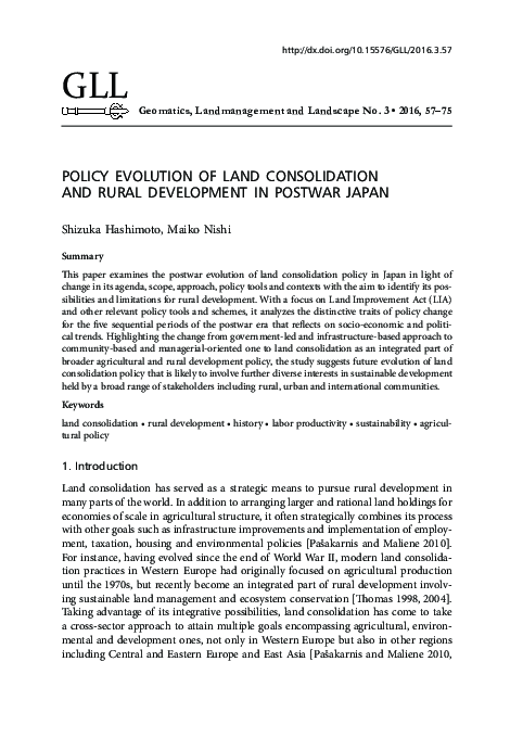 (PDF) Policy evolution of land consolidation and rural development in ...