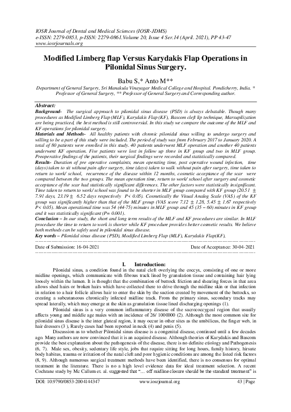 (PDF) Modified Limberg flap Versus Karydakis Flap Operations in ...