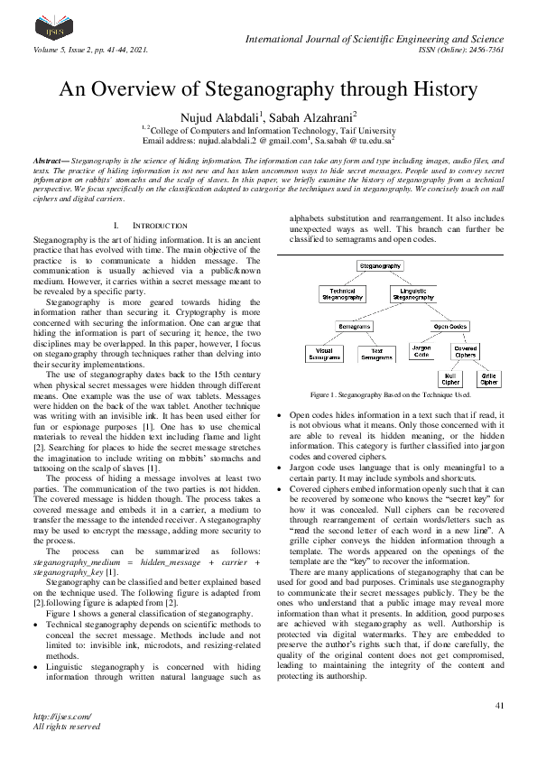 (PDF) An Overview of Steganography through History