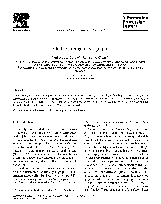 (PDF) On the arrangement graph