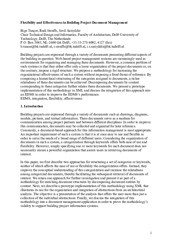 (PDF) Flexibility and Effectiveness in Building Project Document Management