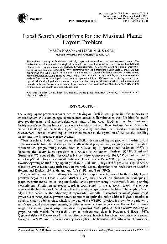 (PDF) Local search algorithms for the maximal planar layout problem