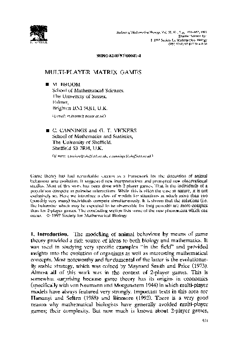 (PDF) Multi-player matrix games