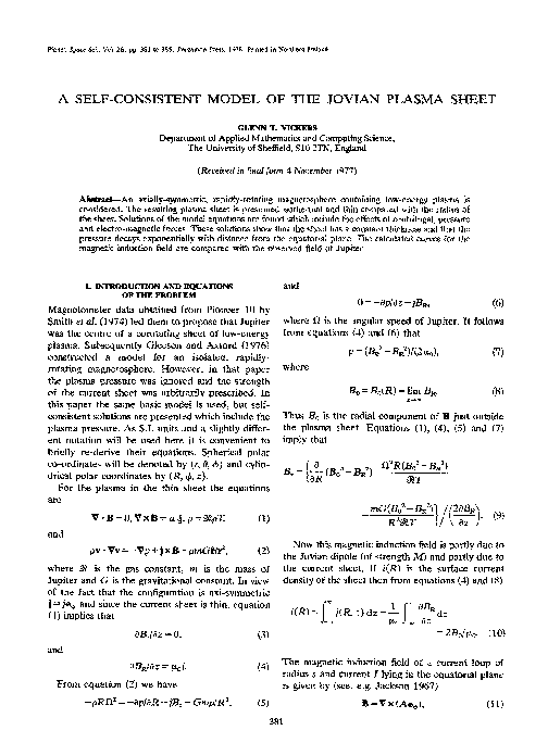 (PDF) A self-consistent model of the jovian plasma sheet