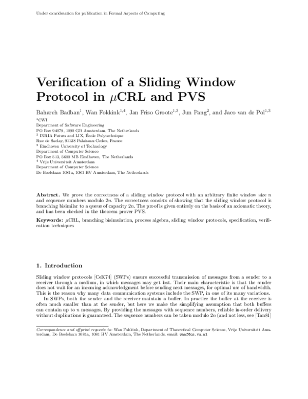 (PDF) Verification of a sliding window protocol in CRL and PVS | Jan ...