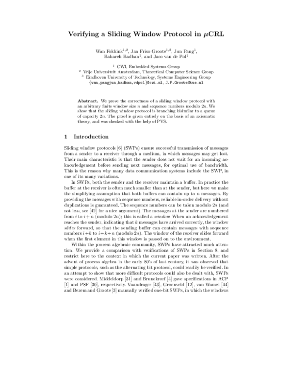 (PDF) Verifying a Sliding Window Protocol in CRL