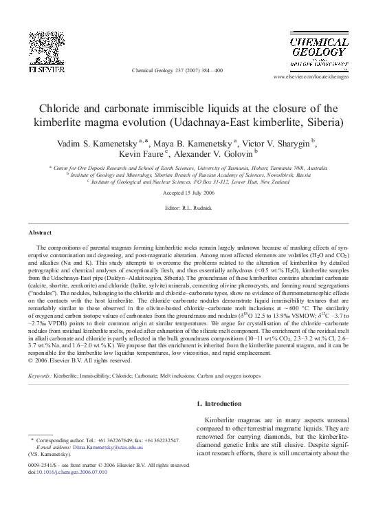 (PDF) Chloride and carbonate immiscible liquids at the closure of the ...