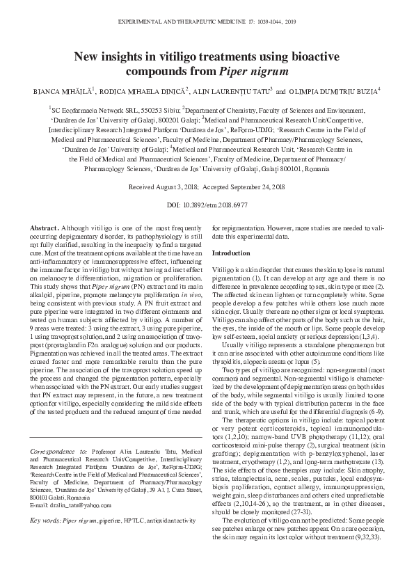 (PDF) New insights in vitiligo treatments using bioactive compounds ...