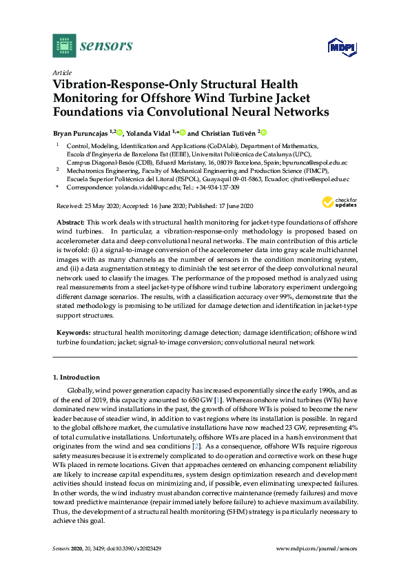 Pdf Vibration Response Only Structural Health Monitoring For Offshore Wind Turbine Jacket