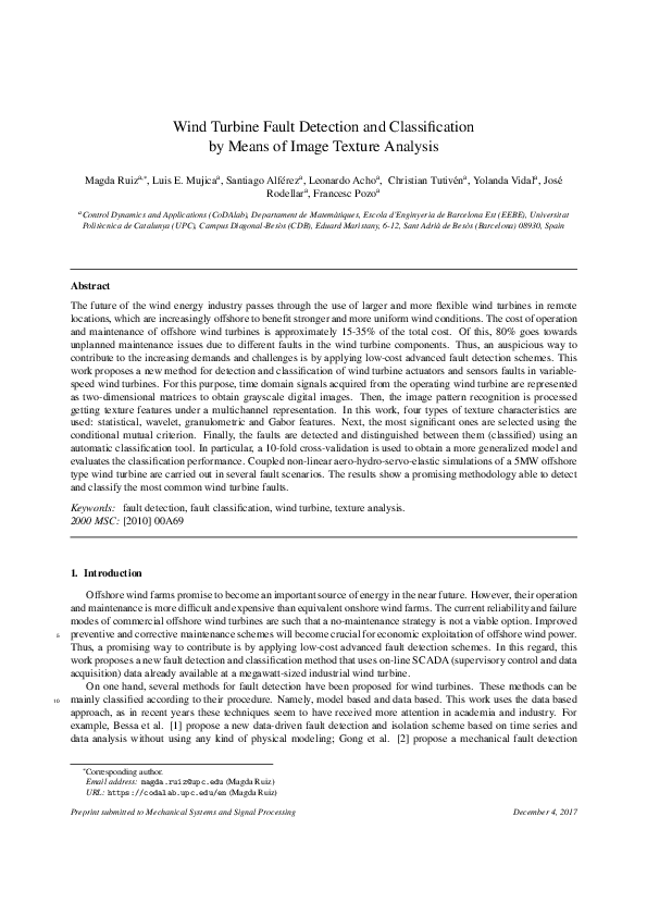 Pdf Wind Turbine Fault Detection And Classification By Means Of Image