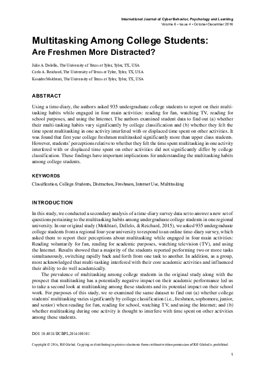 (PDF) Multitasking Among College Students