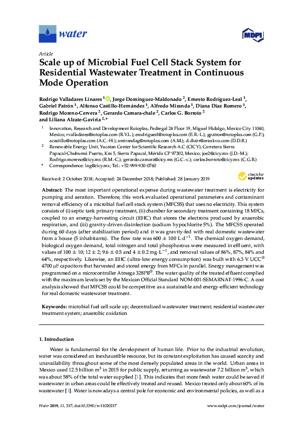 (PDF) Scale up of Microbial Fuel Cell Stack System for Residential ...