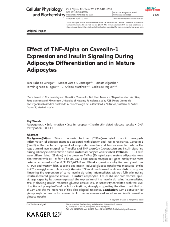 (PDF) Effect of TNF-Alpha on Caveolin-1 Expression and Insulin ...