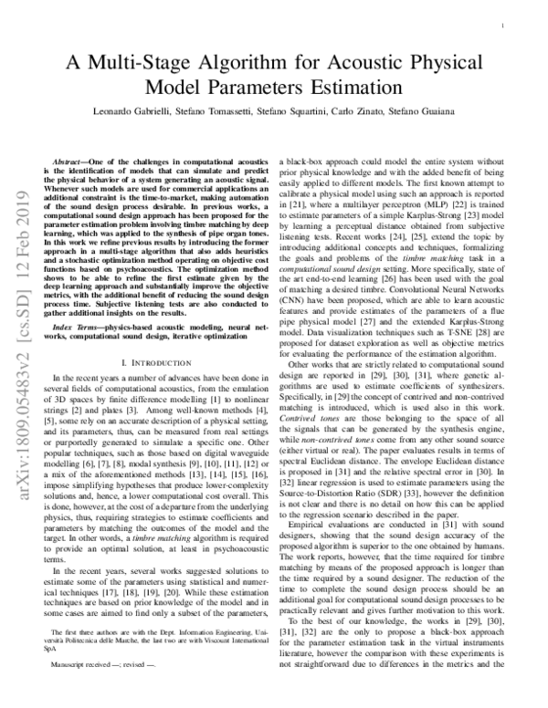 (PDF) A Multi-Stage Algorithm for Acoustic Physical Model Parameters Estimation