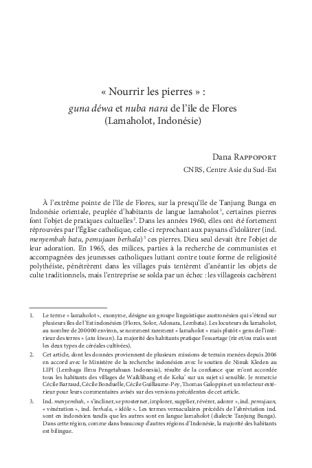(PDF) Nourrir les pierres : guna dewa et nuba nara de l’île de Flores ...
