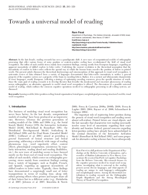 (PDF) The study of orthographic processing has broadened research in ...