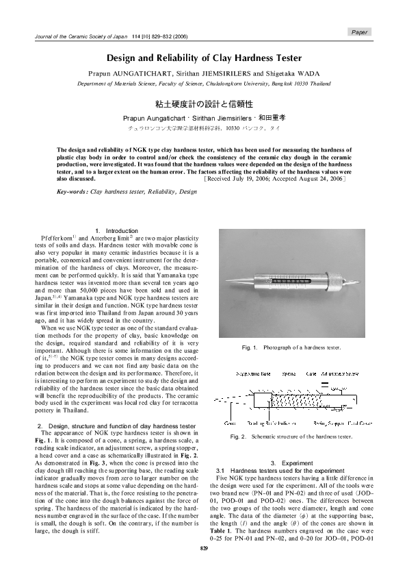 (PDF) Design and Reliability of Clay Hardness Tester