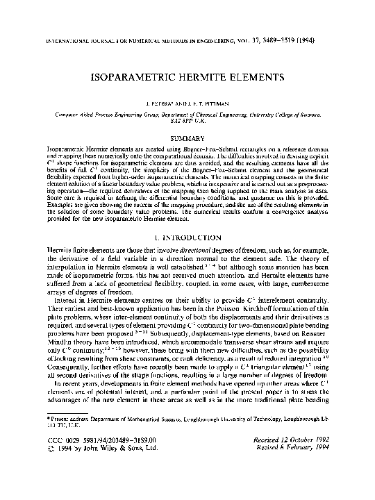 (PDF) Isoparametric Hermite elements