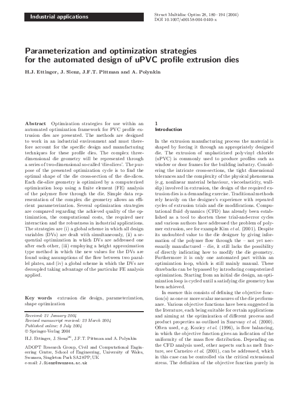 (PDF) Parameterization and optimization strategies for the automated design of uPVC profile ...