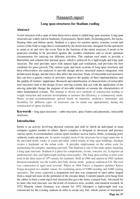 (PDF) Long span structures for Stadium roofing