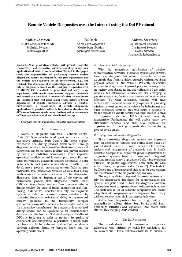 (PDF) Remote Vehicle Diagnostics over the Internet using the DoIP Protocol