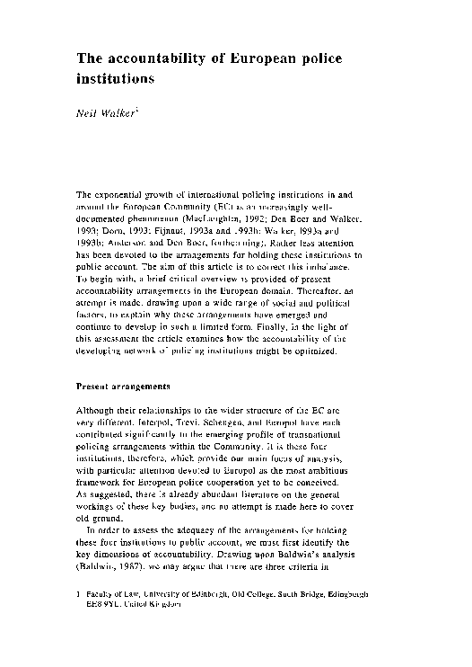 (PDF) The accountability of European police institutions