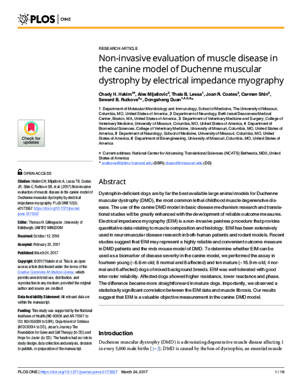 (PDF) Evaluating Canine DMD using Electrical Impedance Myography