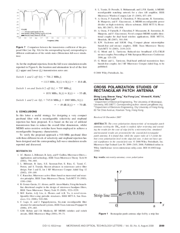 (PDF) Cross polarization studies of rectangular patch antenna