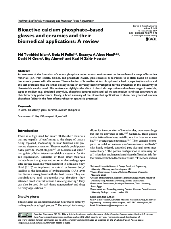 (PDF) Bioactive calcium phosphate-based glasses and ceramics and their ...