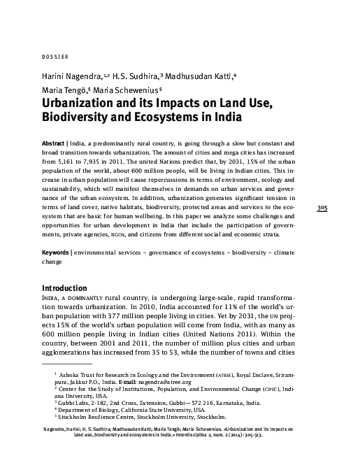 (PDF) Urbanization and its Impacts on Land Use, Biodiversity and ...