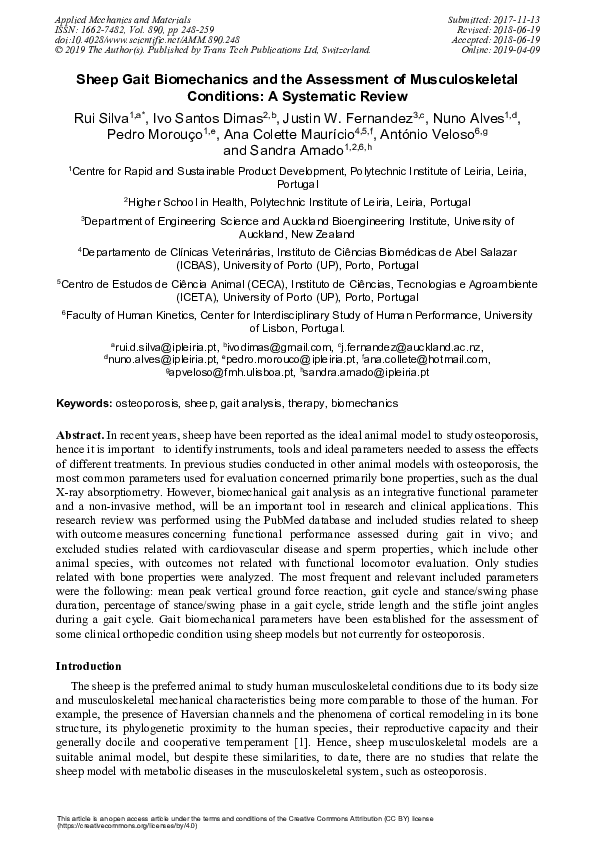 (PDF) Sheep Gait Biomechanics and the Assessment of Musculoskeletal ...