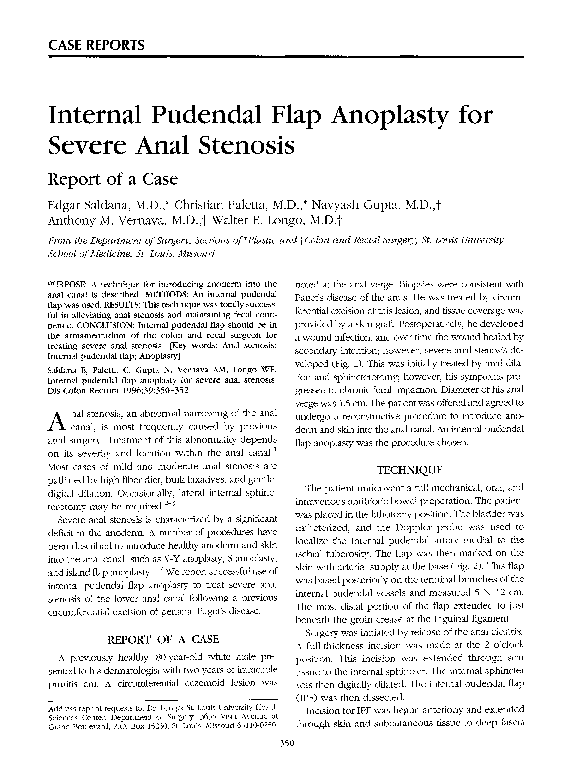 (PDF) Internal pudendal flap anoplasty for severe anal stenosis