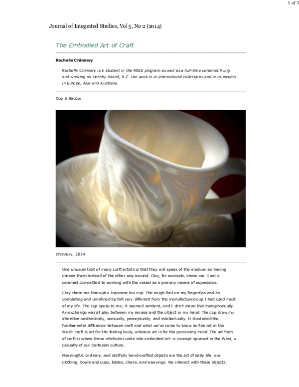 (PDF) The Embodied Art of Craft