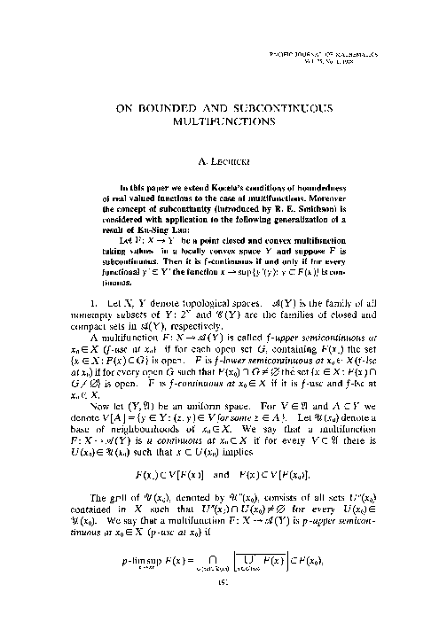 (PDF) On bounded and subcontinuous multifunctions