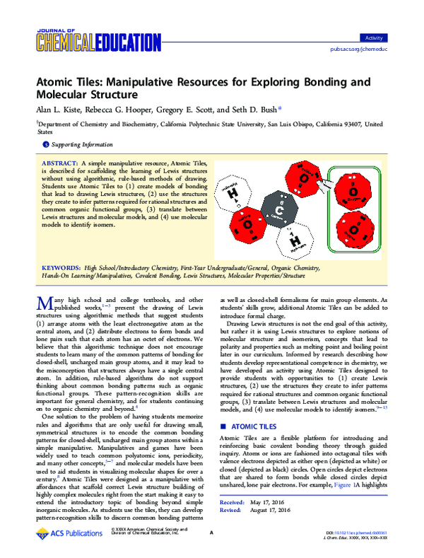 (PDF) Atomic Tiles: Manipulative Resources for Exploring Bonding and ...