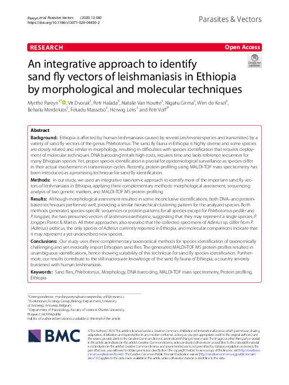 (PDF) An integrative approach to identify sand fly vectors of ...
